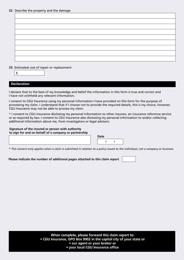 CGU Liability Claim Form | PDF