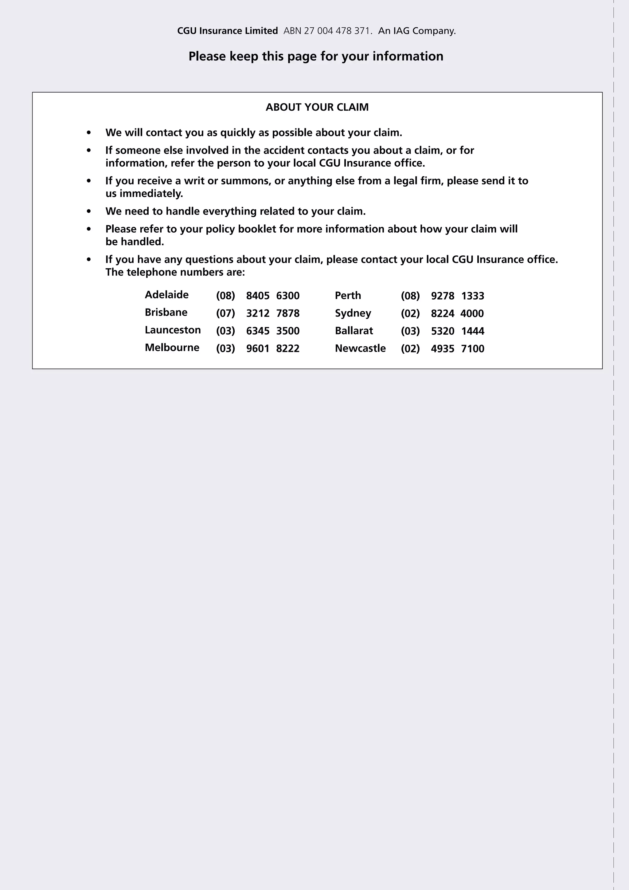 CGU Liability Incident Report Form | PDF