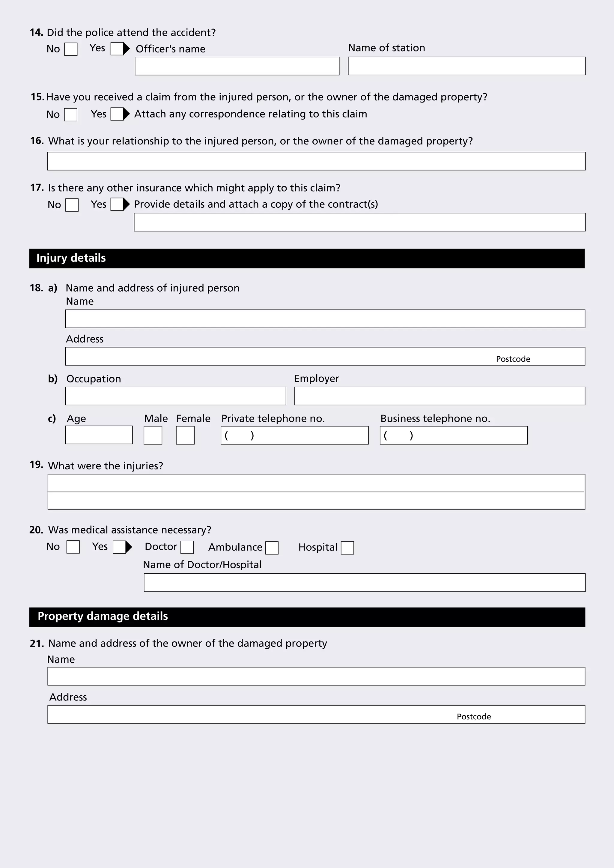 CGU Liability Incident Report Form | PDF