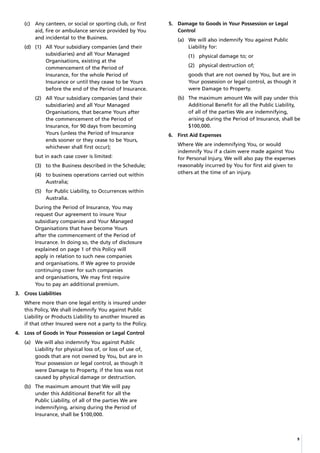 CGU Liability PDS (Product Disclosure Statement / Policy Wording) | PDF