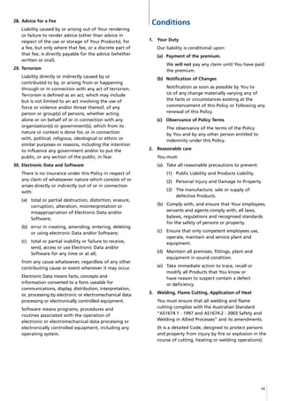 CGU Liability PDS (Product Disclosure Statement / Policy Wording) | PDF