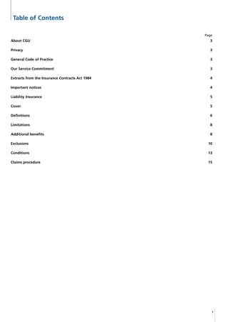 CGU Liability PDS (Product Disclosure Statement / Policy Wording) | PDF