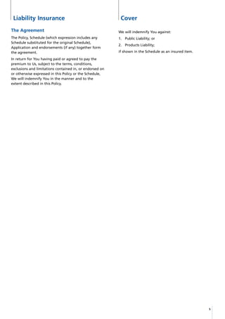 CGU Liability PDS (Product Disclosure Statement / Policy Wording) | PDF