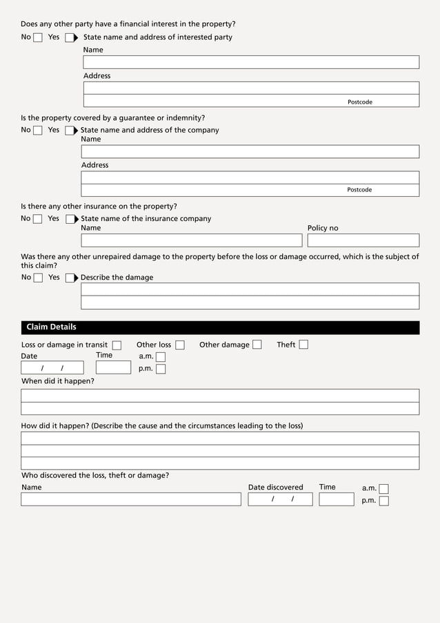 CGU Machinery Breakdown Claim Form | PDF | Home Insurance | Insurance