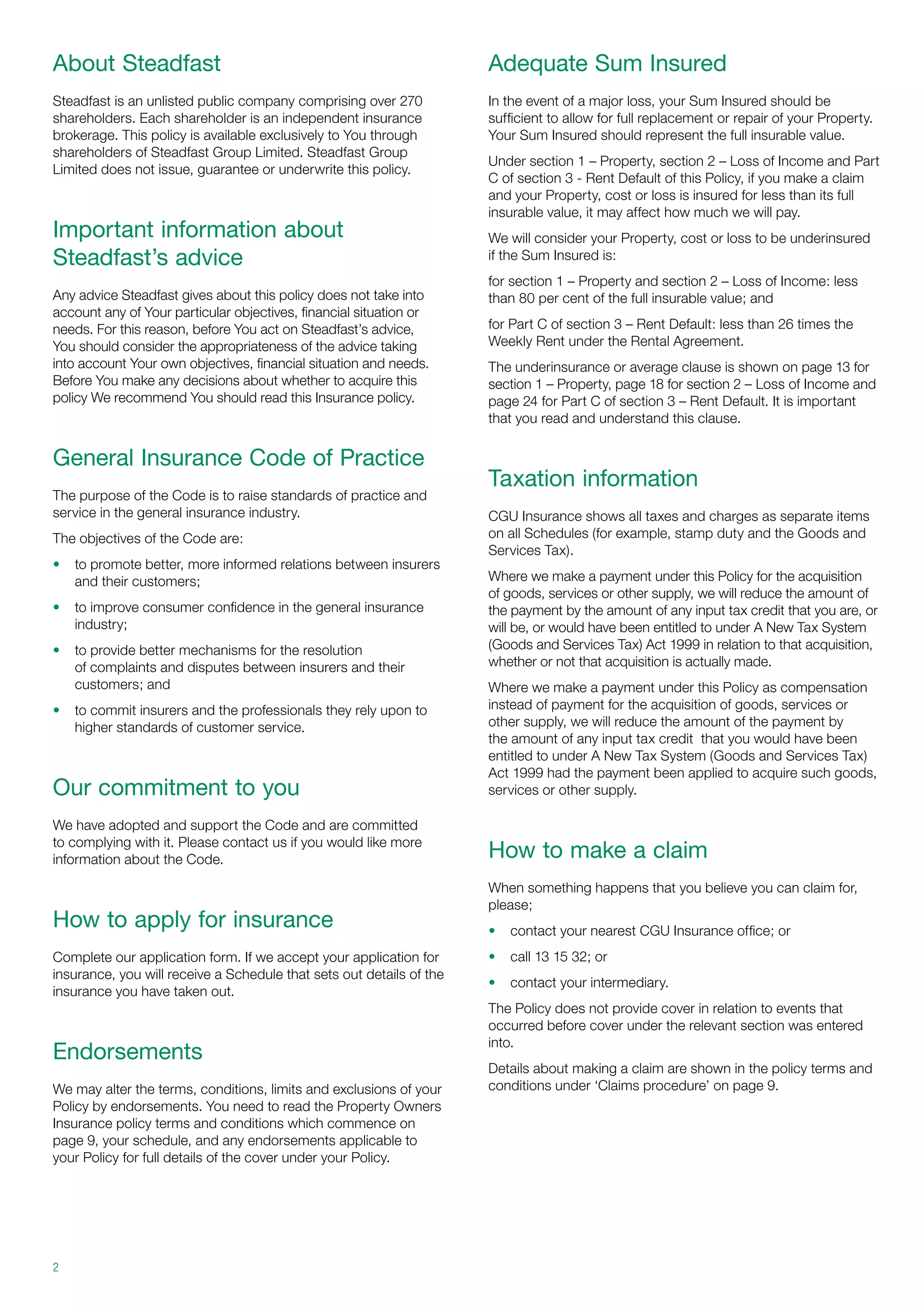 CGU Padlock PDS (Product Disclosure Statement / Policy Wording) | PDF