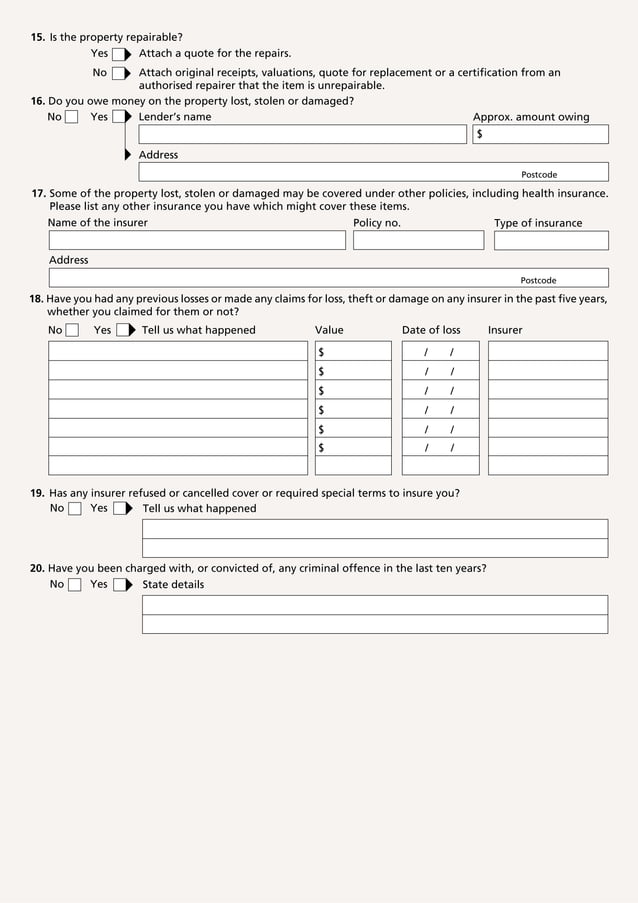 CGU Property Claim Form | PDF