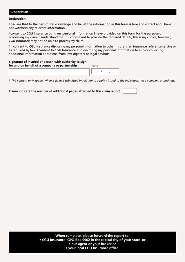 CGU Property Claim Form | PDF