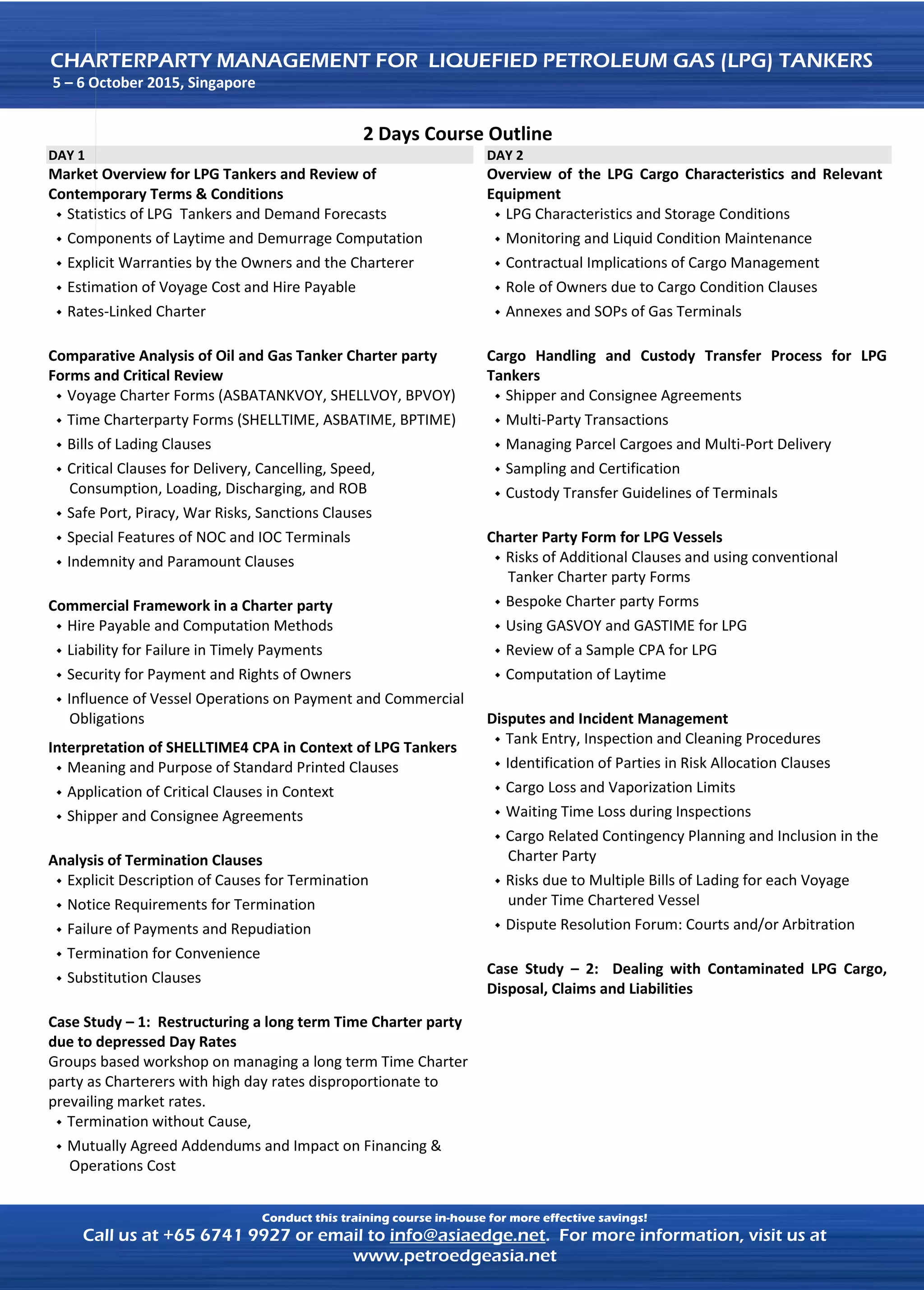 Charterparty Management For Liquefied Petroleum Gas (LPG) Tankers | PDF