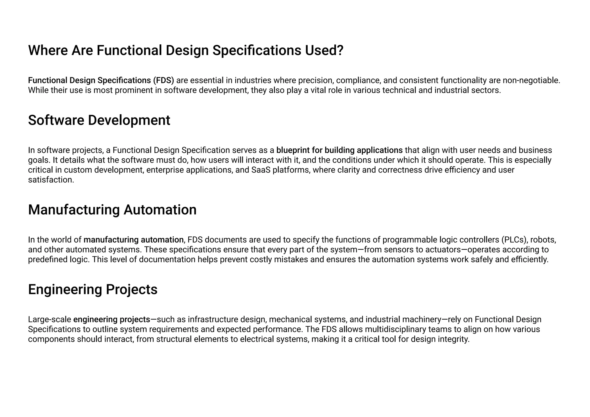 Where Are Functional Design Specifications Used? | PDF