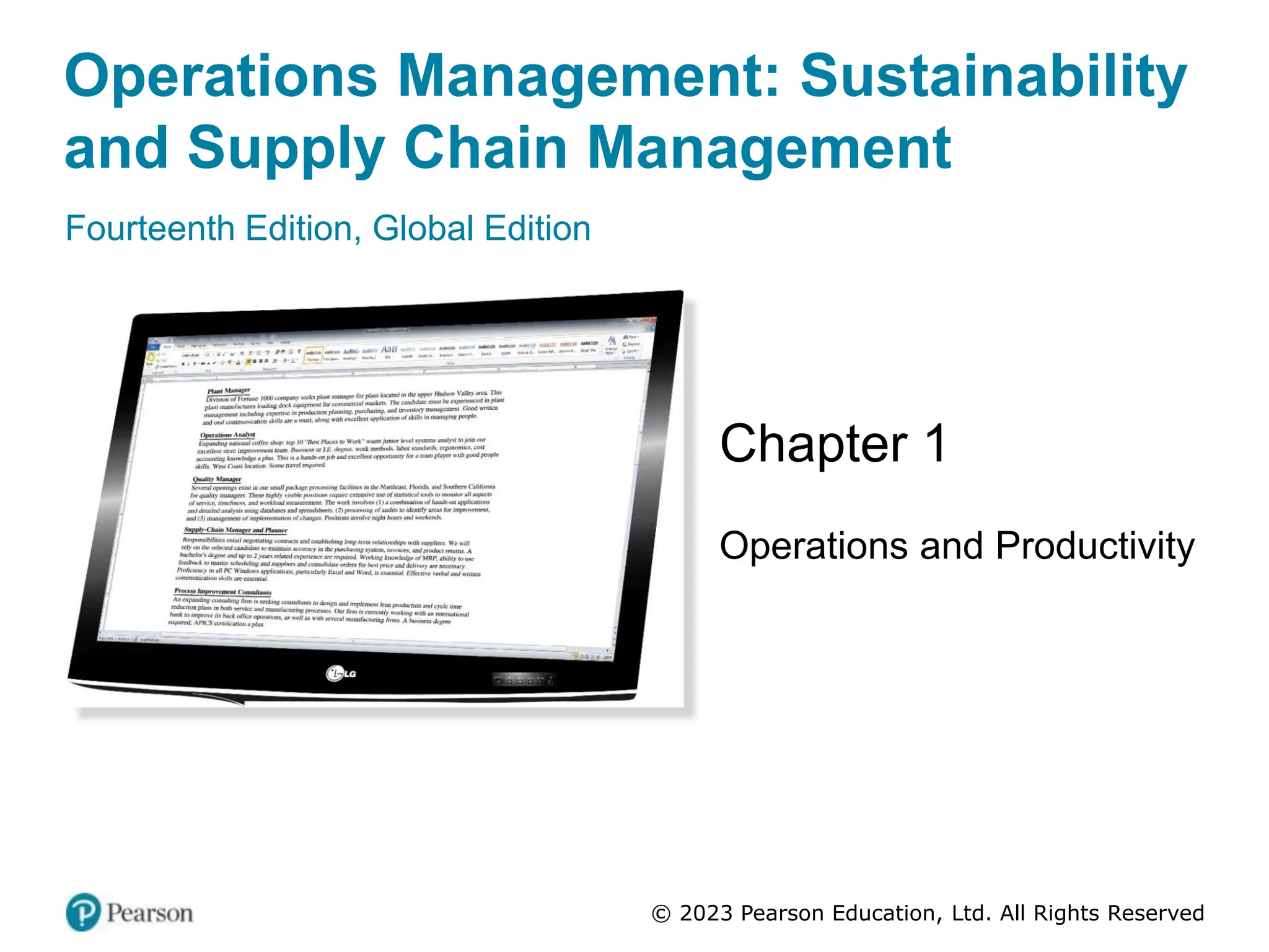 Chapter 1 Operations Management: Sustainability and Supply chain | PDF