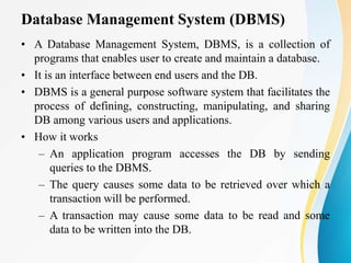 Chapter-1 Introduction to Database Management Systems | PPTX