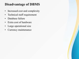 Chapter-1 Introduction to Database Management Systems | PPTX
