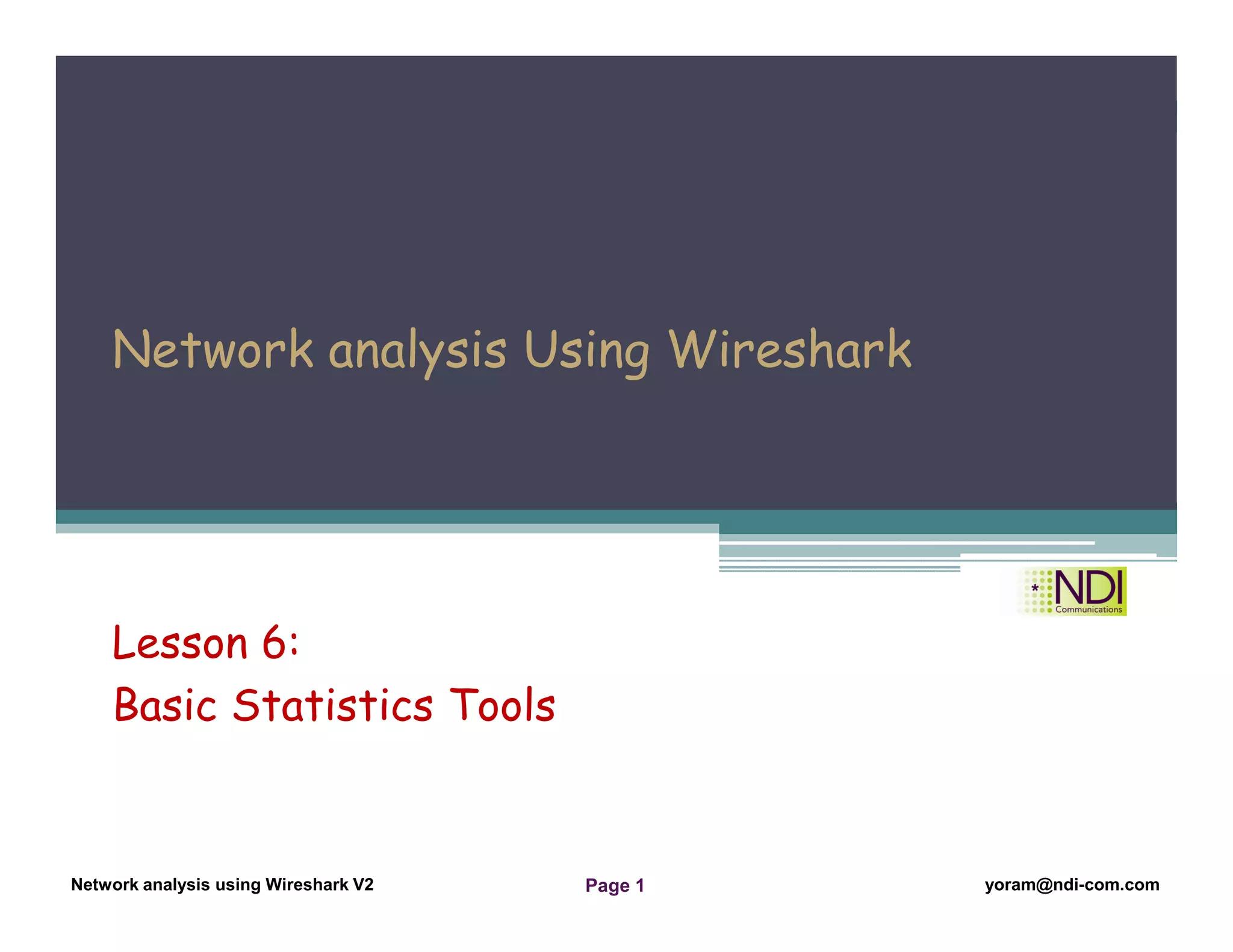 Network Analysis Using Wireshark -Chapter 6- basic statistics tools | PDF