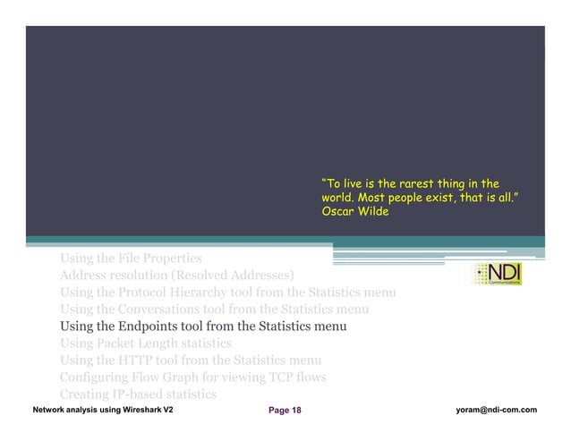Network Analysis Using Wireshark -Chapter 6- basic statistics tools | PDF