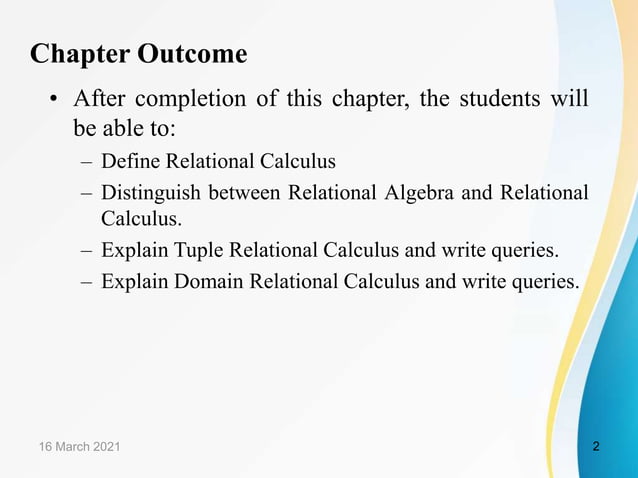 Chapter 7 Relational Calculus Pptx Databases Computer Software And Applications