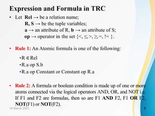 Chapter-7 Relational Calculus | PPTX
