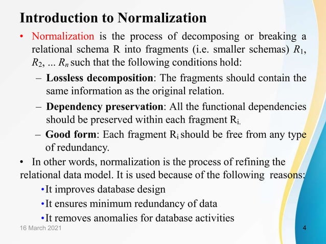 Chapter-9 Normalization | PPTX | Databases | Computer Software and Applications