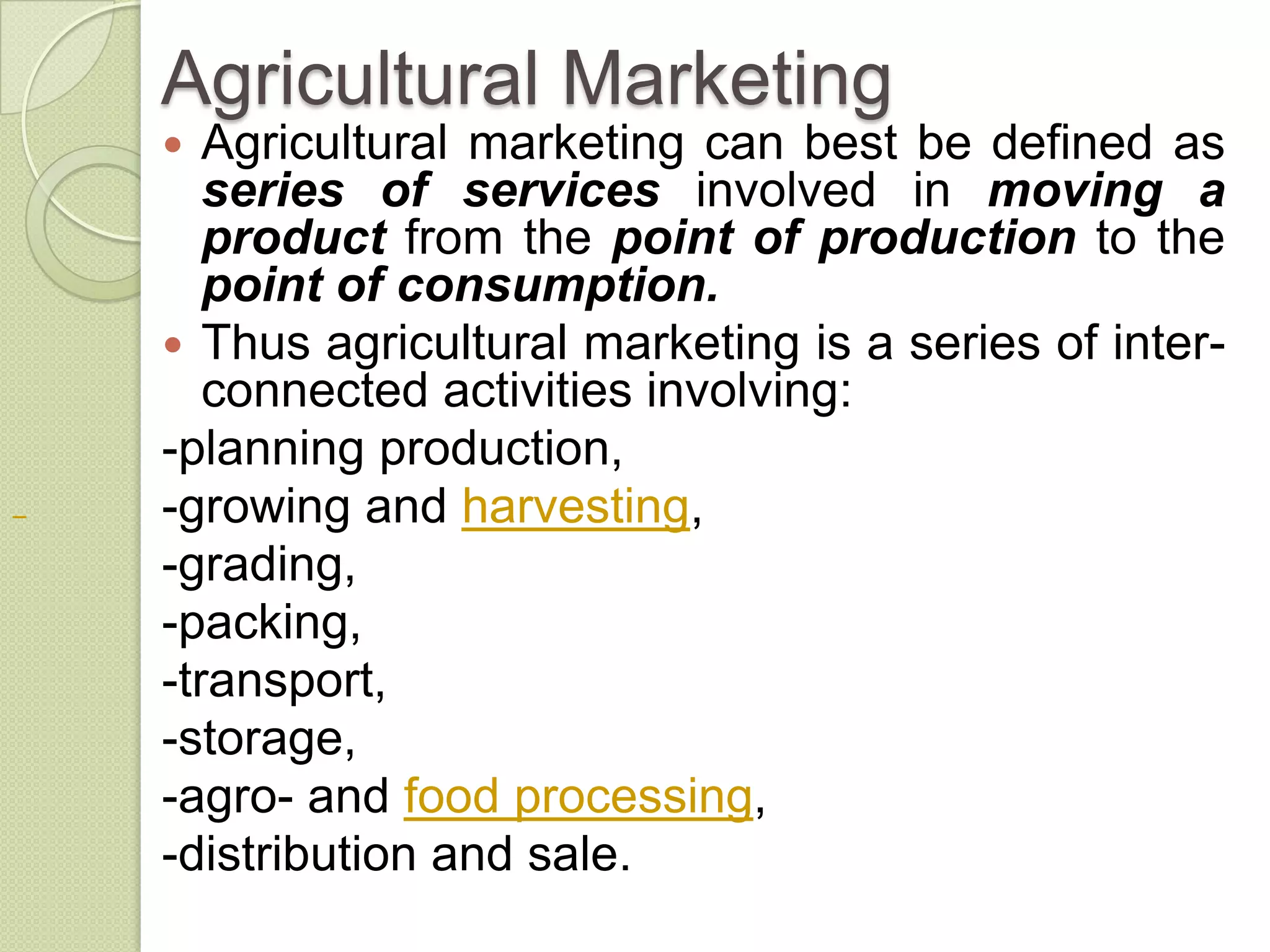 chapter one of agricultural marketing | PPTX