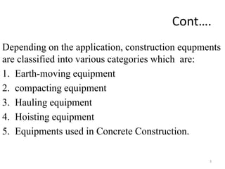 Classification of heavy duty and construction equipment | PPTX