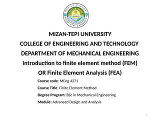 chapter 1- introduction to finite element method | PPT