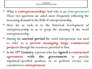 CHAPTER ONE Nature of Entrepreneurship for freshman student | PPTX