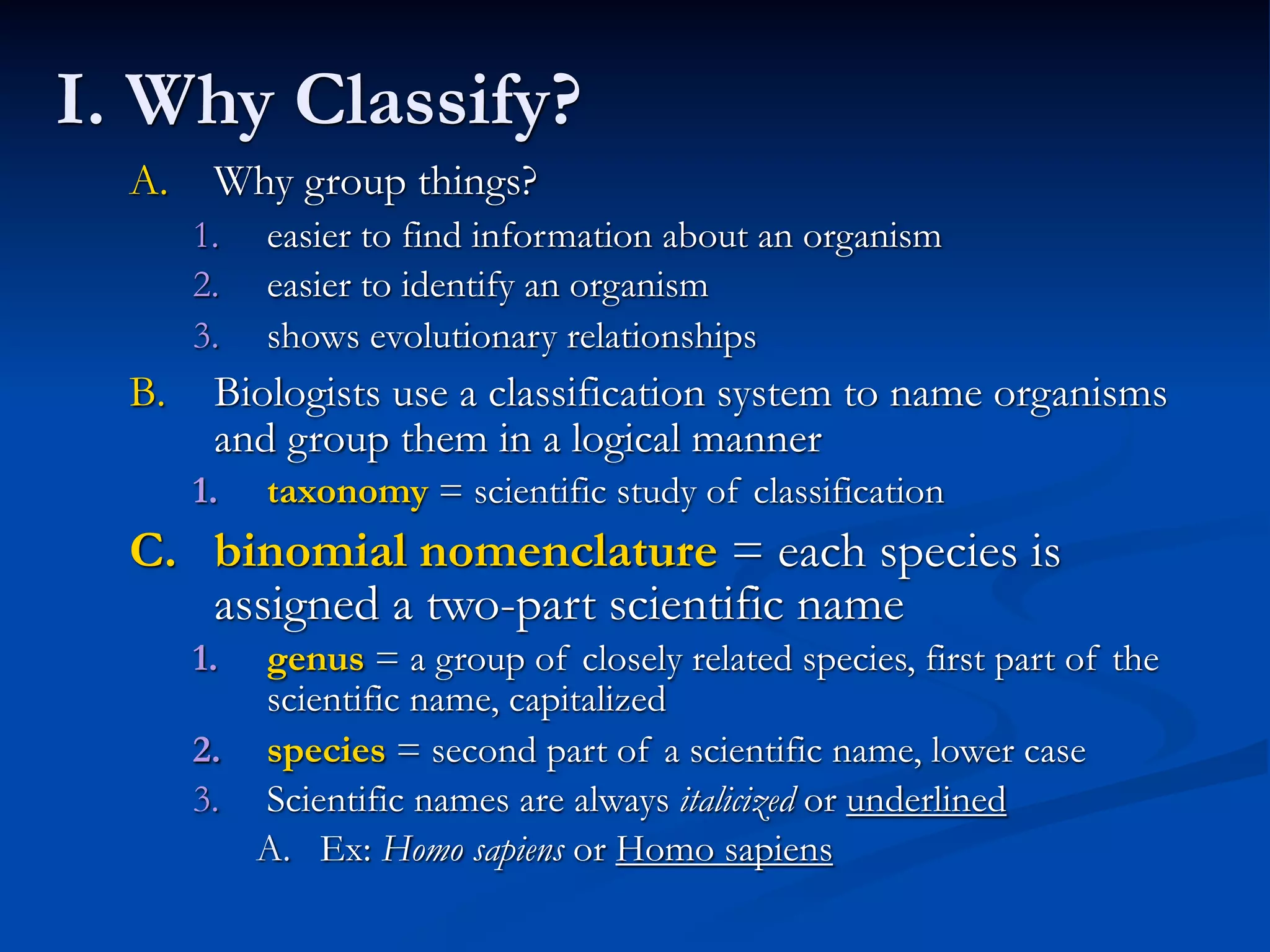 Ch. 1.4 classification | KEY