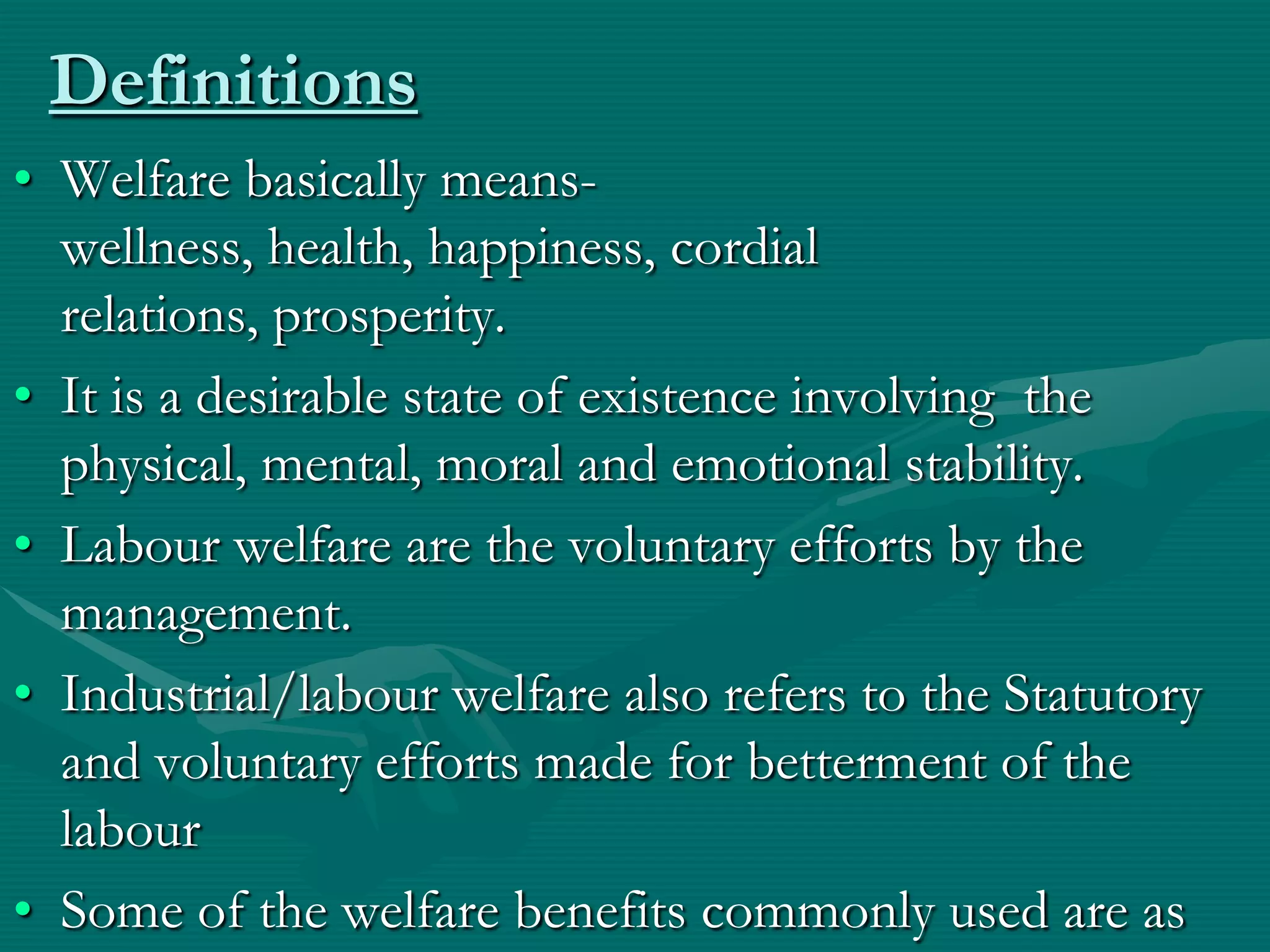Ch.1 labour welfare | PPTX