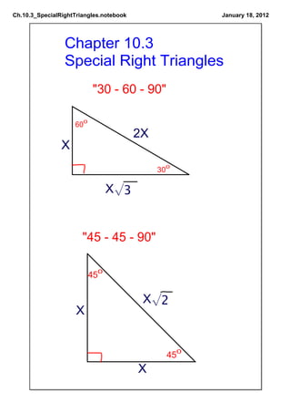 Ch.10.3 Special Right Triangles | PDF | Free Download