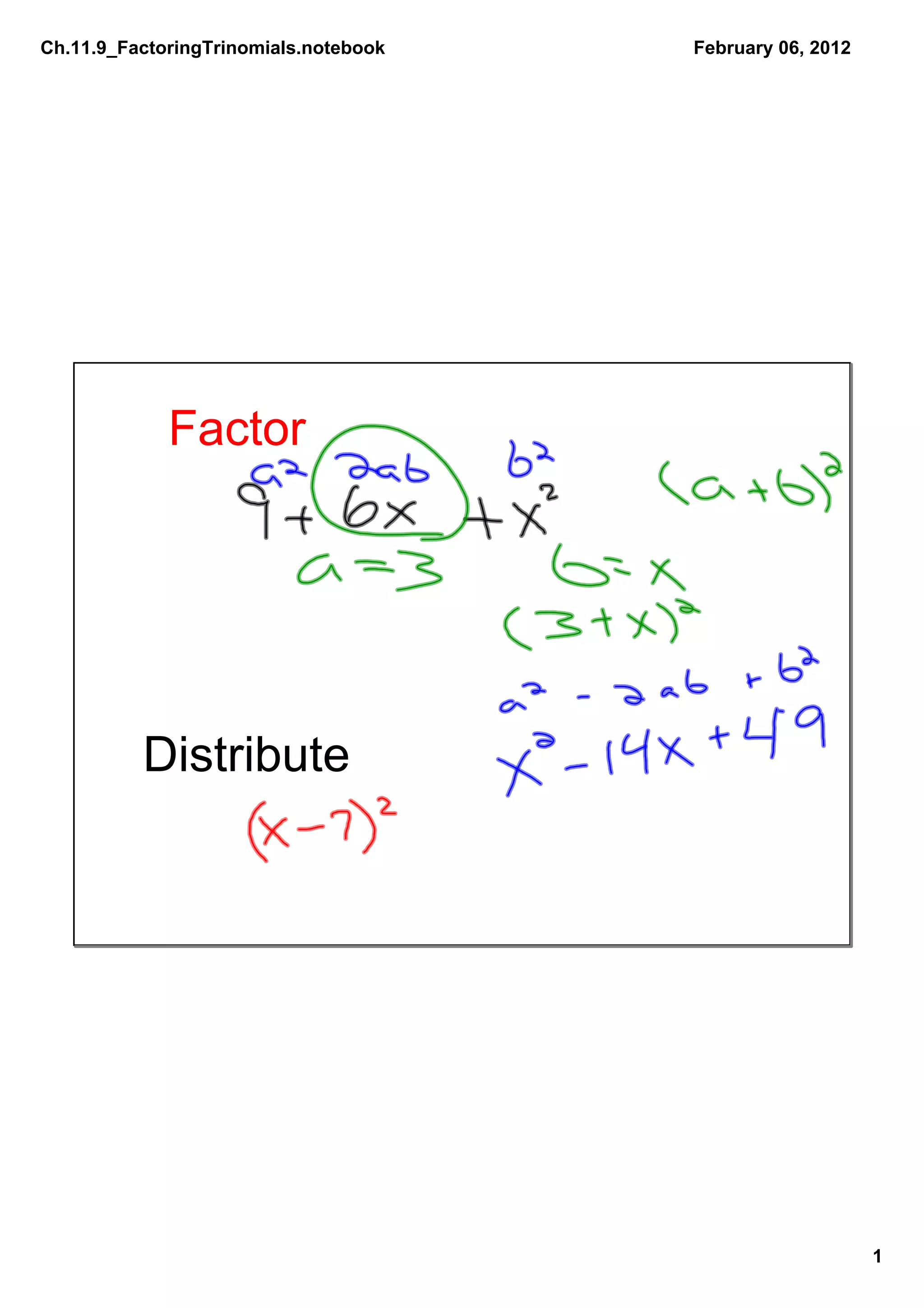Ch.11.9 Factoring Trinomials | PDF