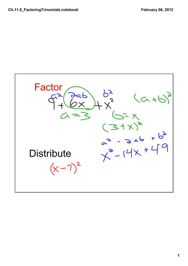 Ch.11.9 Factoring Trinomials | PDF