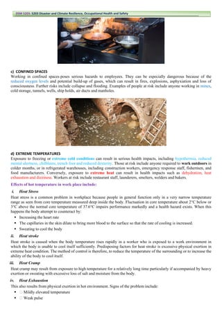 5203 Disaster and Climate Resilience, Occupational Health and Safety | PDF