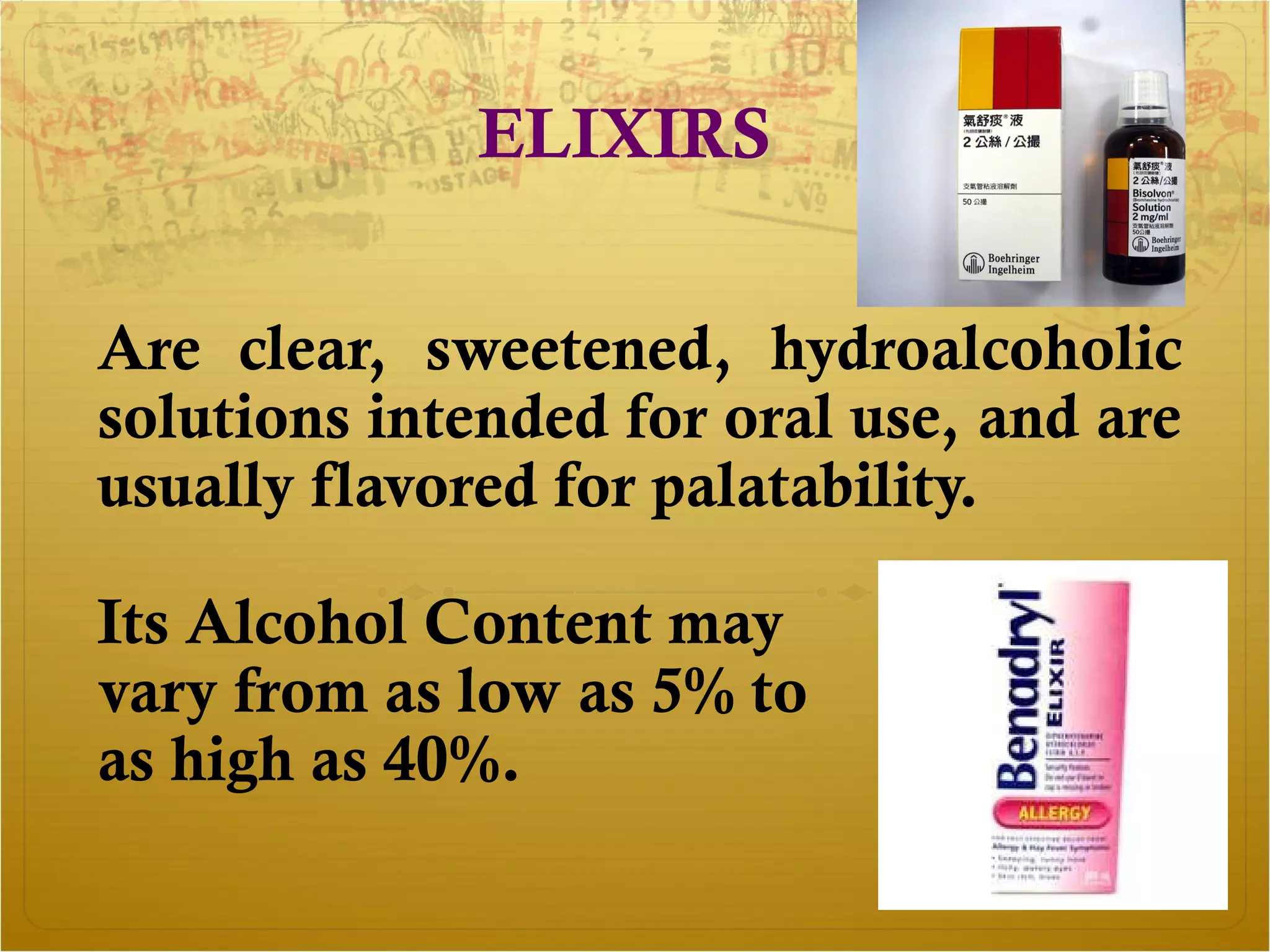 Ch.13 part 2 syrups, elixirs, spirits | PPT