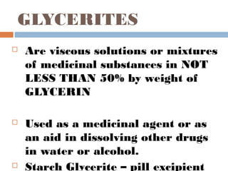 Ch.13 part 4 liniment, collodion, glycerite | PPT