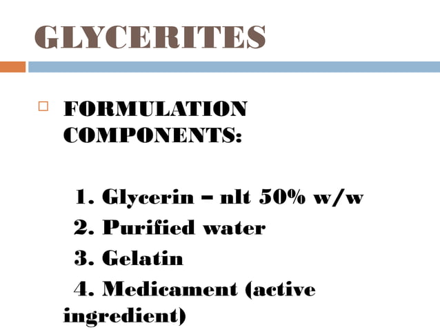 Ch.13 part 4 liniment, collodion, glycerite | PPT