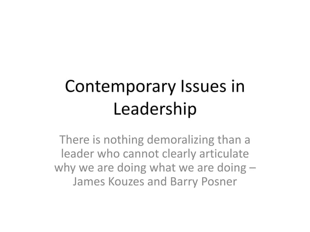 contemporary issues in leadership (Chapter No. 13 ) | PPTX | Careers