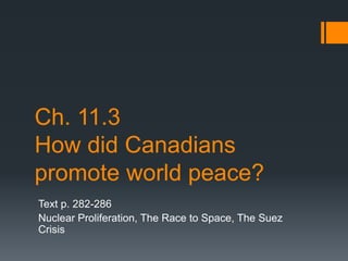 CHC2D Ch. 11.3 Canadian Peacekeeping | PPT