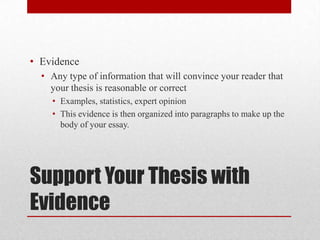 Ch. 5 developing and supporting a thesis | PPTX