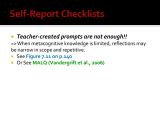Ch. 7 activities for metacognitive instruction | PPT
