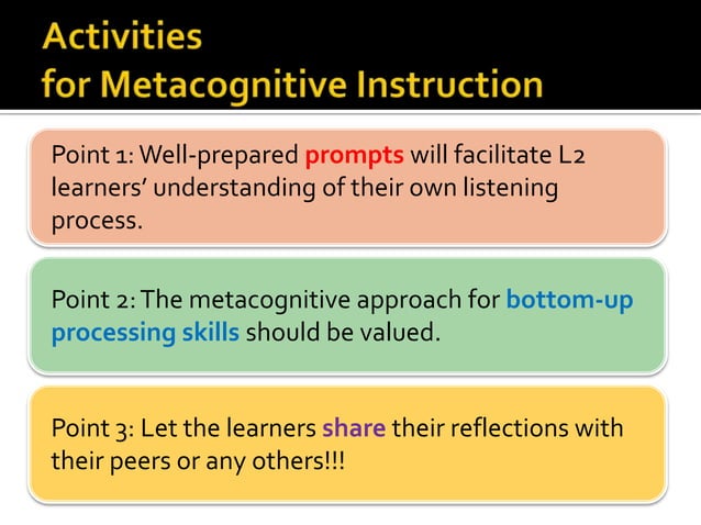Ch. 7 activities for metacognitive instruction | PPT