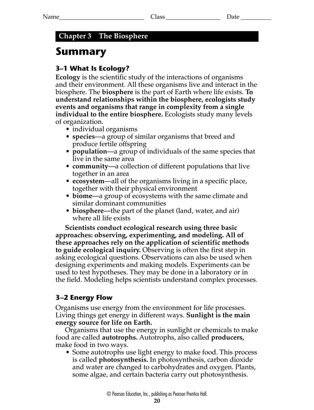Ch. 3 Notes Biosphere | PDF