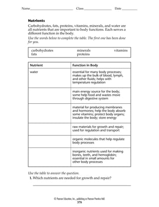 Ch. 38 Nutrients WS | PDF