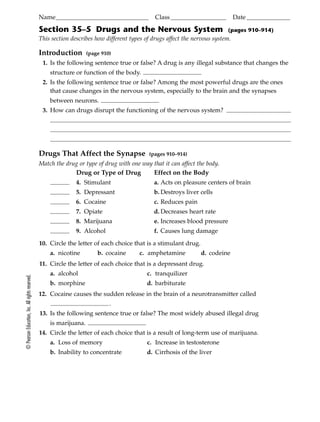 Ch. 35.5 drugs and nervous WS | PDF