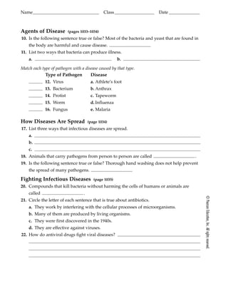 Ch. 40 1 Infectious Diseas WS | PDF