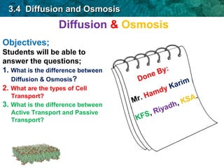 Ch.4 diffusion and osmosis By Hamdy Karim | PPT | Chemistry | Science