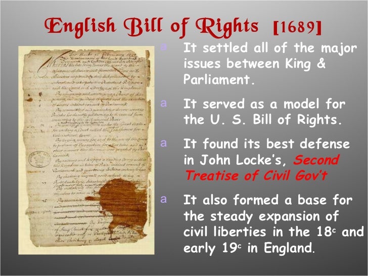 Bill Of Rights 1689 England