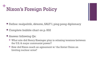 Nixon, Ford, & Carter (1969-1981) | PPT