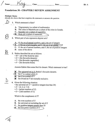 Mrs. Sack's Foundations 30 Ch. 3 review assignment(answers) | PDF