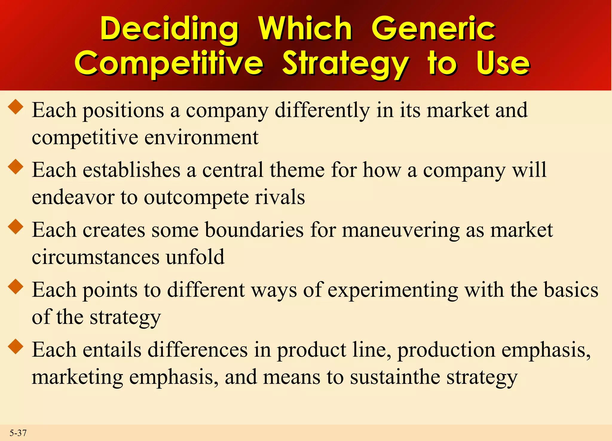 Generic competitive strategies-STRATEGIC MANAGEMENT | PPT