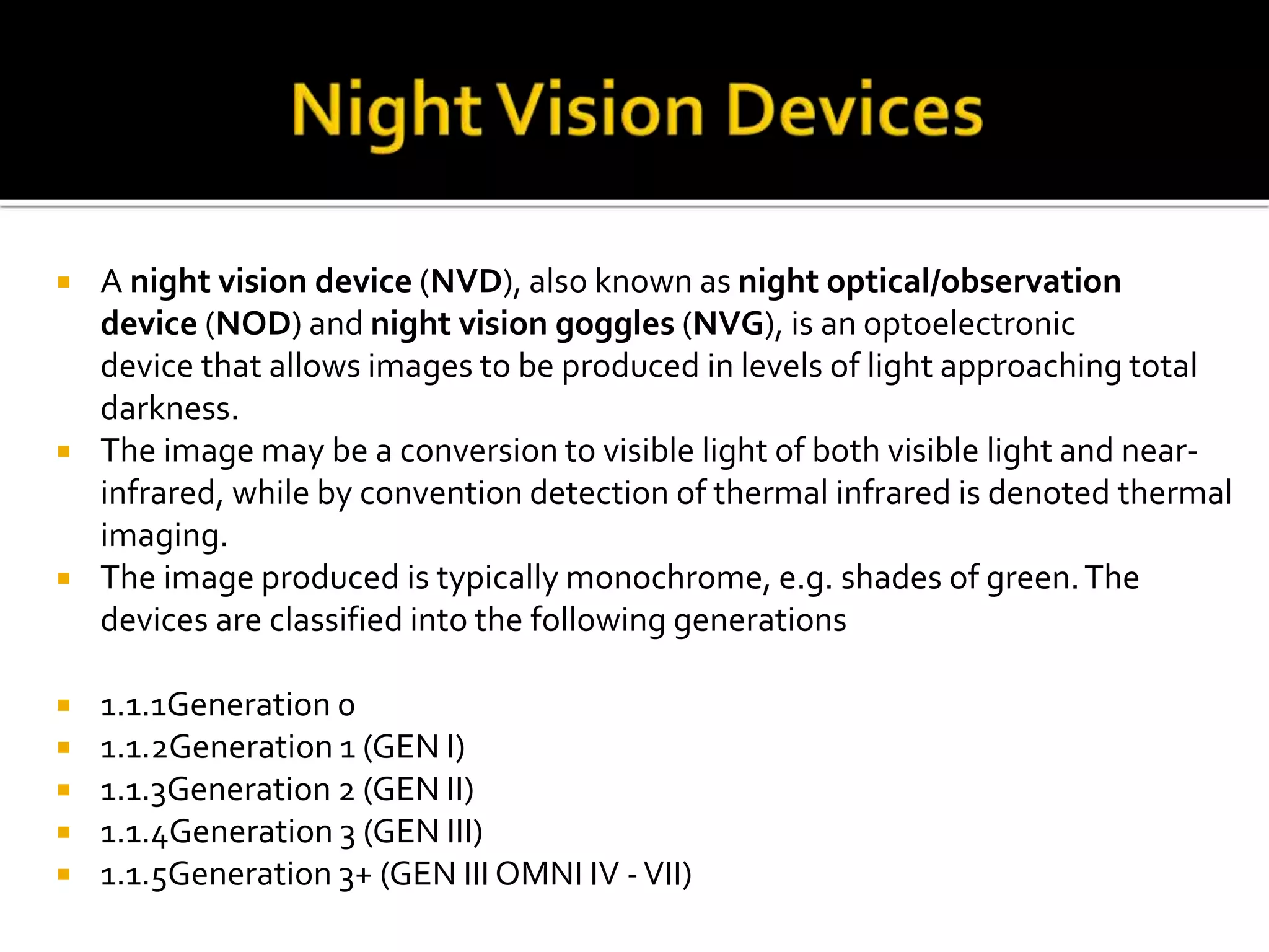 Night Vision Technology | PPTX