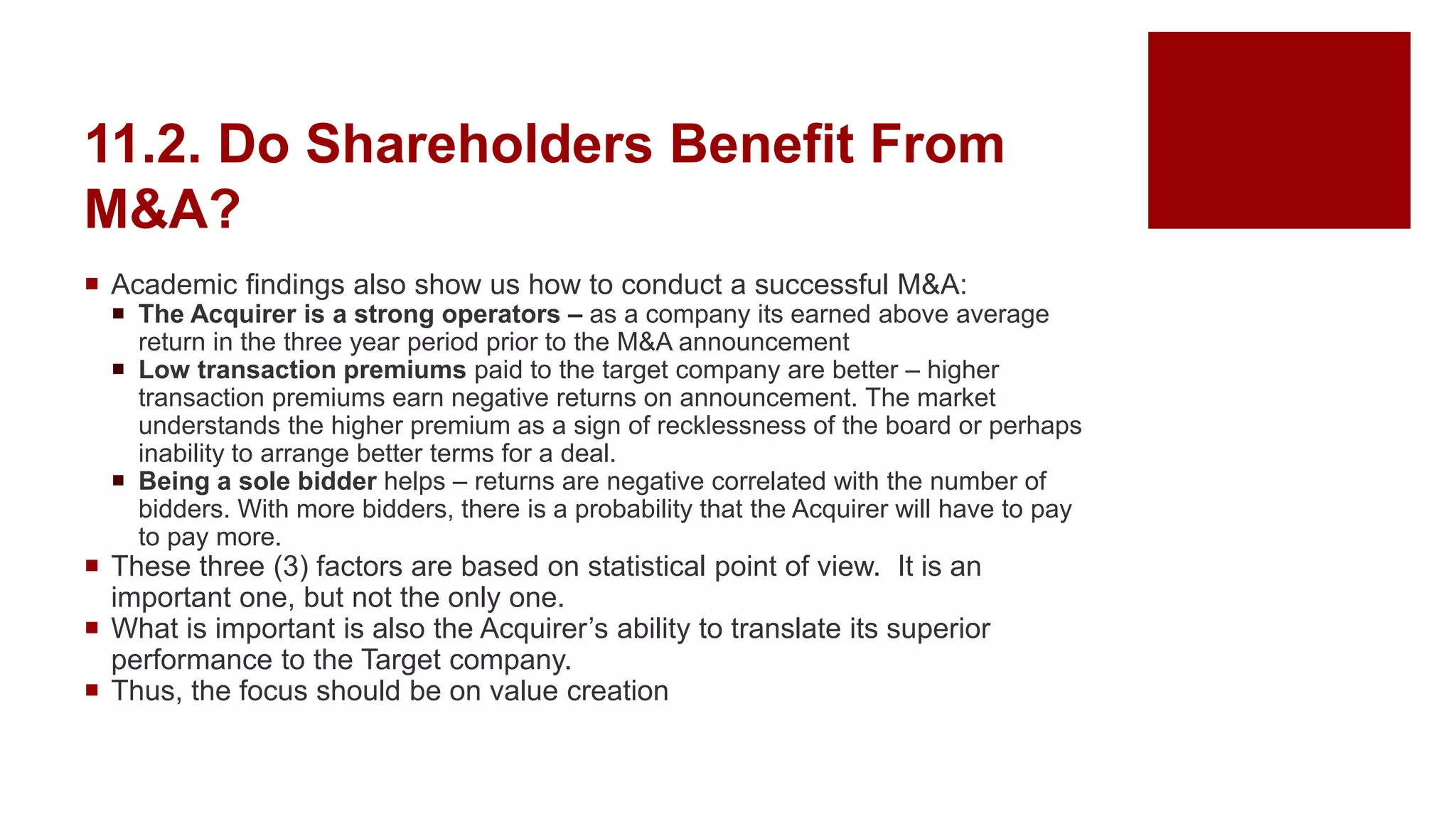 Ch.11 Creating Value through Mergers and Acquisitions | PPTX